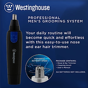 Westinghouse Nose Hair Trimmer for Men Precision Nose Trimmer for Men Professional Men's Nose and Ear Trimmer Stainless Steel Blades Lightweight and Travel Ready