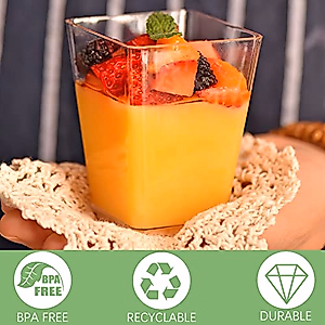 Kucoele 60 Pack 5oz Dessert Cups with Lids and Spoons, Mini Plastic Jello Cups Parfait Cups Dessert Shooters Party Serving Cups for Tasting, Ice Cream, Fruit, Pudding