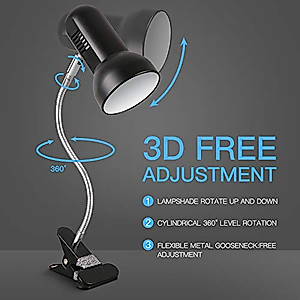 SZMANWEISI Clamp Desk Lamps 360 ° Flexible Clip on Light,Portable Book Reading Light,Clip on Desk/Table/Bed/Piano/headboard Light Home/Bedroom Lighting