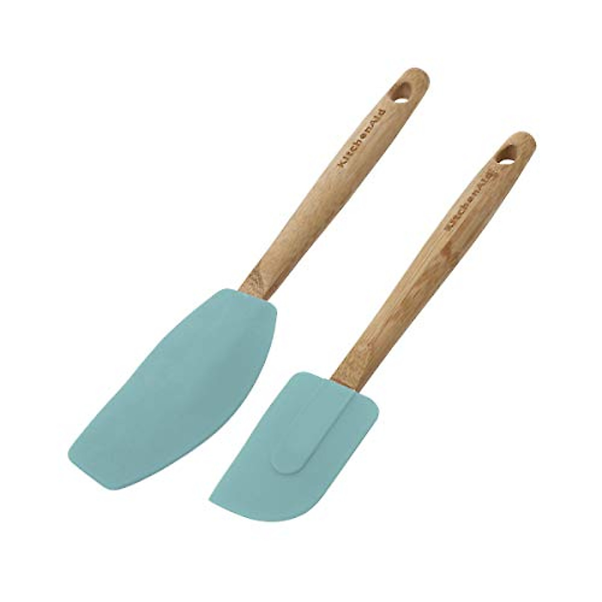 KitchenAid Classic Bamboo Spatula Set, set of 2, Aqua Sky