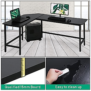 PayLessHere L Shaped Desk, 54" Gaming Desk, Computer Desk, L Desk, Home Office Desk Space Corner Study Desk Workstation Easy to Assemble(Black)