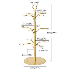 ALIMOTA Cocktail Tree Stand for Drinks Champagne Tower Wine Glasses Holder, 3 Tier 12 Holders, Bar Home Drinks Tree Display Suitable for Gin, Cocktails, Champagne, Wine