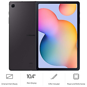 SAMSUNG Galaxy Tab S6 Lite w/S Pen (64GB, 4GB) 10.4’’, Face Unlock, Octa-Core Exynos 9610, 7040mAh Battery Wi-Fi Tablet SM-P610 - US Model (w Fast Car Charger, Oxford Gray)