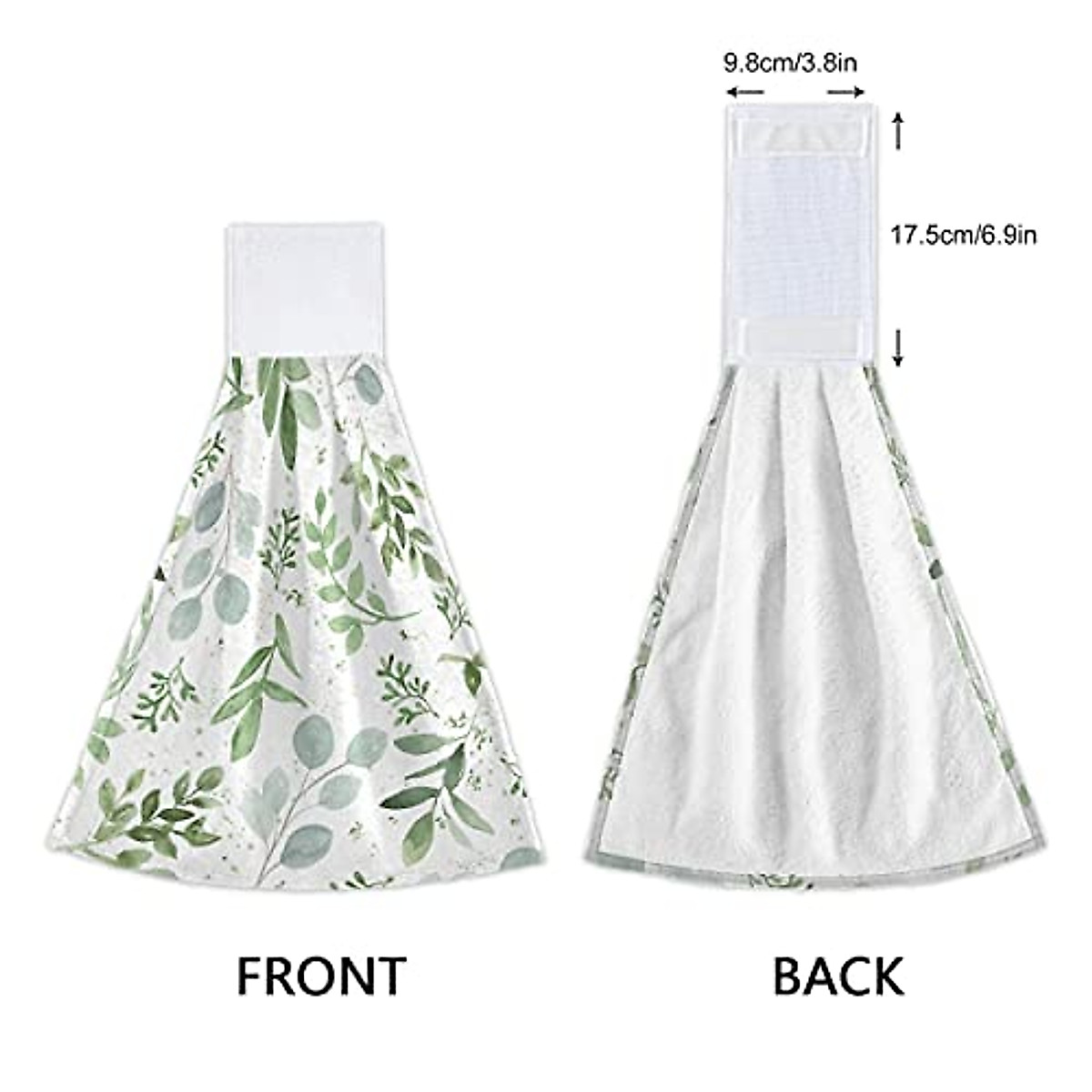 Giwawa Green Leaves Hand Towel 2 Pcs Soft Spring Leaf Hanging Towel High Absorbent Watercolor Plant Dish Towel Fast Drying Seasonal Leaves Hanging Tie Towels for Kitchen Bathroom Toilet Home 12x17in