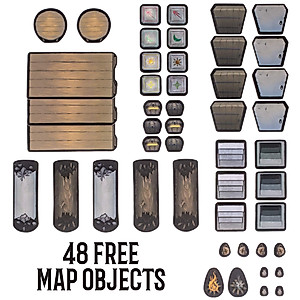 Stratagem The Master's Atlas Grid Tiles-Reversible Dry Wet Erase Battle Map for 3D DND-RPG Tabletop RPG Scenery-Dungeons Dragons Pathfinder- Tabletop Grid| Grass/Stone - 44 Tiles & 48 Tokens