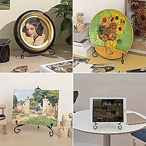 Qiannhee Plate Stands for Display (5 Pcs,8 inch) and Silver Floating frame (1 Pcs, 8x10), Picture Frame Hold 8x10in 6x8in 5x7in Photo for Tabletop, Glass Finish, Metal Stand Frame