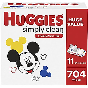 HUGGIES Simply Clean Scented Baby Wipes, 11 Flip-top Pack, 704Count (Pack Of 11)