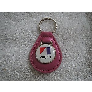 1975 1976 1977 1978 1979 AMC PACER EMBLEM LEATHER KEYCHAIN - MAGENTA