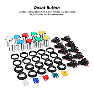 Shanrya Reset Button, Game Accessory Switch Arcade Button Easy to Install Translucent for Amusement Park for Game Machine for Outdoor