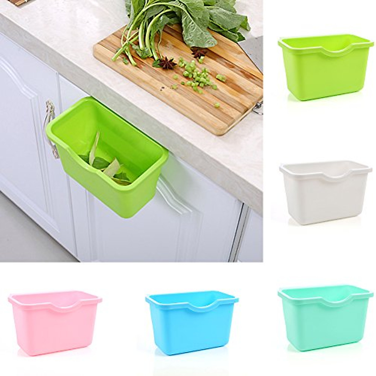 shlutesoy Multi-Function Kitchen Cabinet Door Plastic Basket Hanging Trash Can Waste Bin Garbage Bowl Box