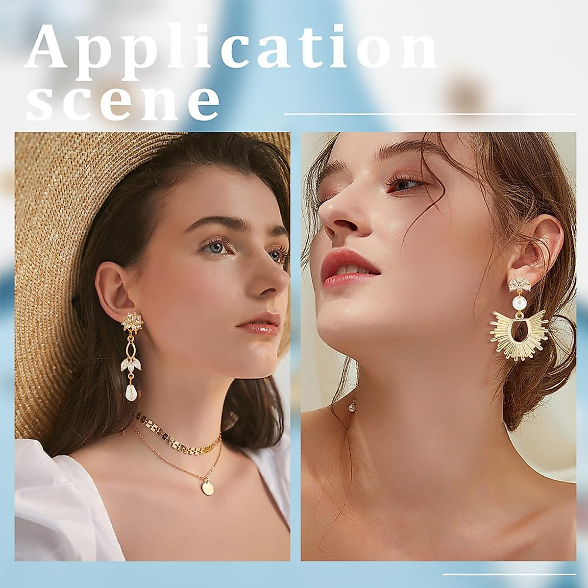 Beebeecraft 4 Pairs 4 Styles Cubic Zirconia Earring Findings Flower Diamond Stud Posts with Loop and 8Pcs Butterfly Earring Backs for DIY Earring Jewelry Making