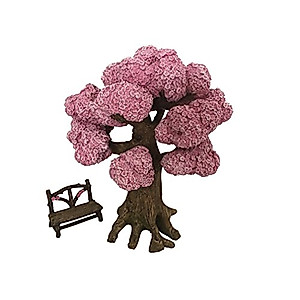 GlitZGlam Ethan's Magical Tree with a Matching Fairy Bench for The Enchanted Fairy Garden (9 Inch Tall) - A Fairy Garden Accessory