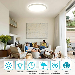 libtit 6 Pack 13 Inch LED Flush Mount Ceiling Light, 3200LM 28W Ultra-Slim LED Ceiling Light, 3000K/4500K/6000K Selectable Ceiling Light Fixture for Bedroom, Kitchen, Bathroom, Hallway - White