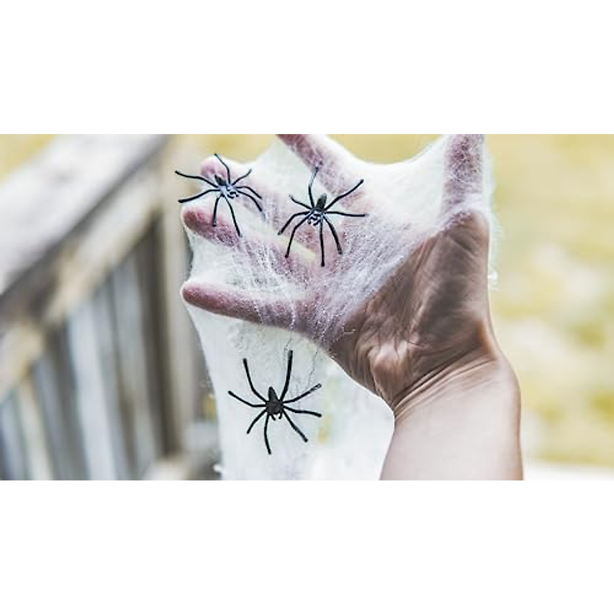 Happy Hippo Halloween Spider Web Decoration, 200 Sqare Feet & Plastic Spiders, Halloween Party Supplies, Spider Webs (Small, 200 Sq Feet)