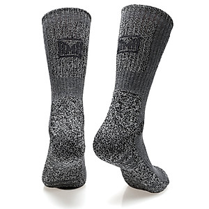 MIRMARU M201-Men's 5 Pairs Multi Performance Outdoor Sports Hiking Trekking Crew Socks (2Black, 2Char, 1Olive)