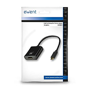 Ewent EW9825 USB-C to Displayport Cable, USB-C Displayport Cable Length 0,15m, 4K @ 60Hz USB-C Converter, Connect Additional Monitor to Laptop