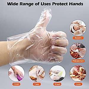 POPMISOLER 1500 Pcs Disposable Gloves, Clear, Unisex, Plastic, 10.4in x 10.2in