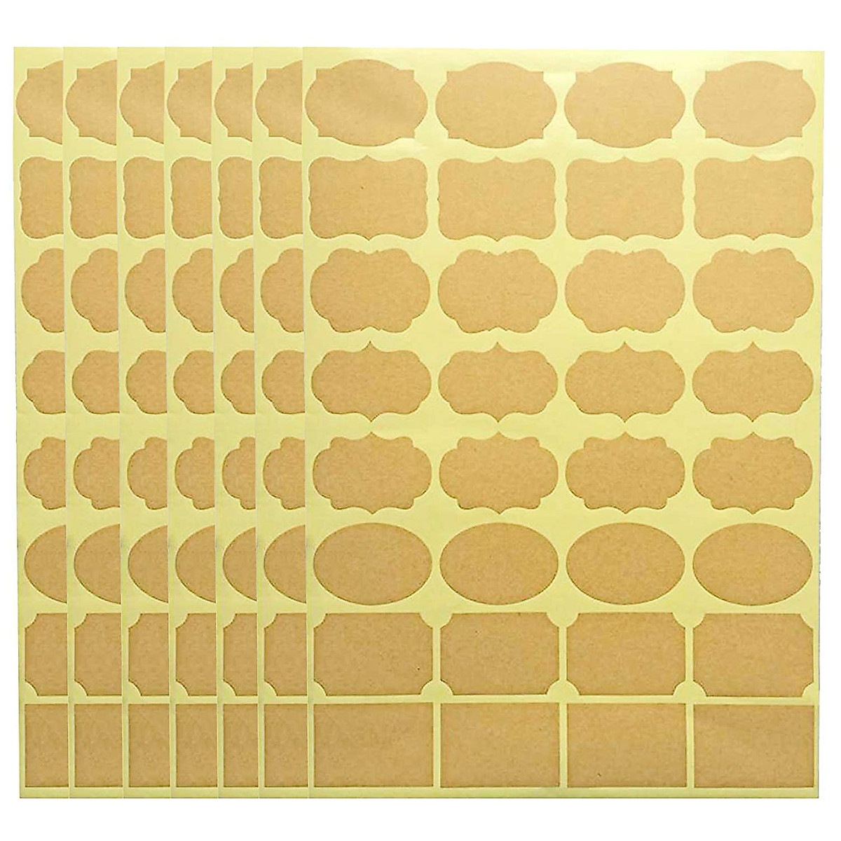 Remarkable Fancy Shape Kraft Paper Stickers Labels for Essential Oil Bottle Food Jars,Herb Jars, Spice Jars (7 Sheets)