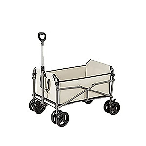 TNN Folding Beach Wagon Cart for Grocery,Collapsible Enlarged Capacity Portable Utility Garden Cart for Outdoor Sand Camping, Heavy Duty Wagon with Big Wheels Black Blue Red White (Color : White)