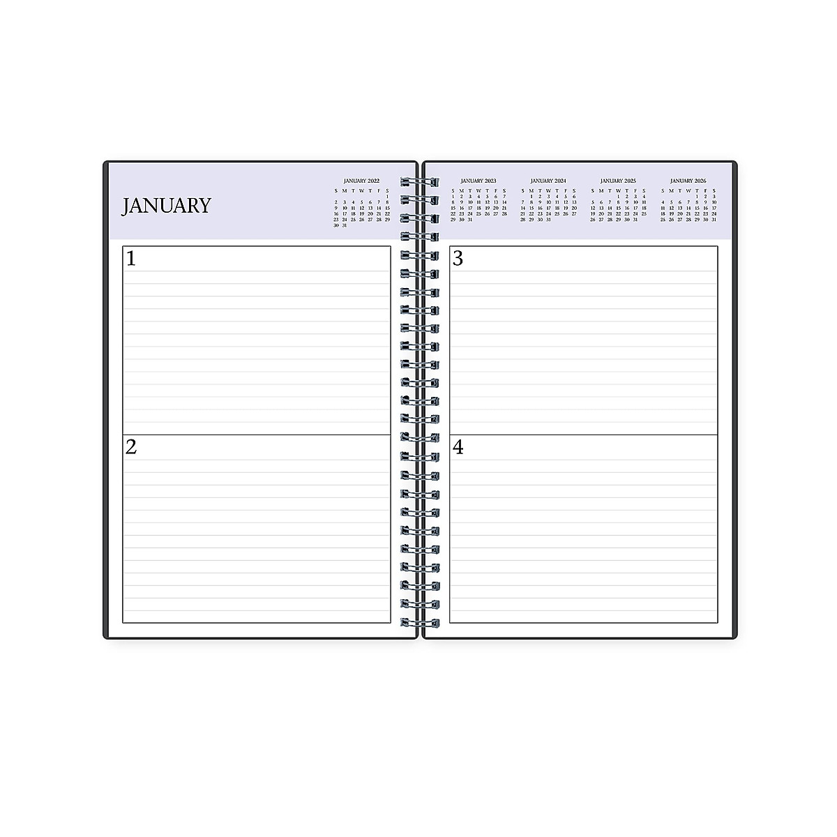 Blue Sky Undated Daily Planner, Flexible Cover, Twin-Wire Binding, 5.5" x 8.5", Passages