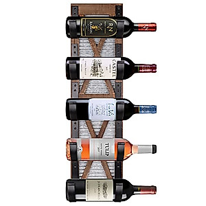 Autumn Alley Farmhouse Towel Holder, Rustic Wine Rack, Rolled Towel Rack, and Wine Holder for Farmhouse Bathroom Accessories Décor, Wall Mounted Towel Rack, Rustic Brown