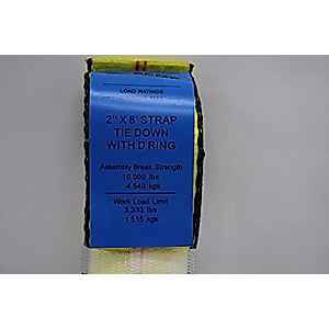 Xtreme (Pack of 10) 2" X 8 Ft Lasso Strap with D Ring Auto Tie Down