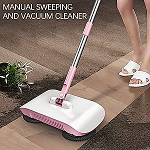 Hand Push Intelligent Sweeper - Household Lazy Foldable Three-in-one Suction Sweeper Cleaning Machine Floor Sweeper, Soft Rough Brush + Microfiber Mop, for Hardfloor, Tile, Apartments, Offices
