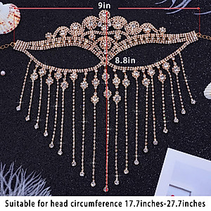 MineSign Masquerade Mask Chain for Women Boho Tassel Head Chain Vintage Rhinestone Halloween Face Jewelry for Party Cosplay Gold