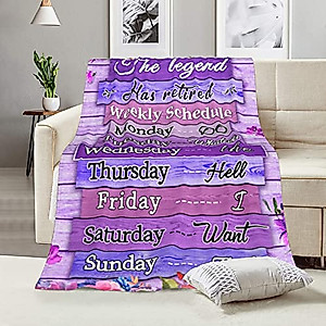 YRAQLVU Happy Retirement Gifts for Women Flannel Throw Blanket to Grandma Mom Warm Travel Blanket for Couch Lightweight Blankets 60&quot;x 50&quot;