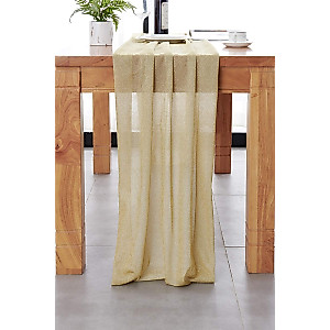 DELOVO Gold Table Runner Glitter Gauze 27X120 inches Long Table Linen for Wedding Party Banquets Bridal Home Table Arches Cake Table Decoration