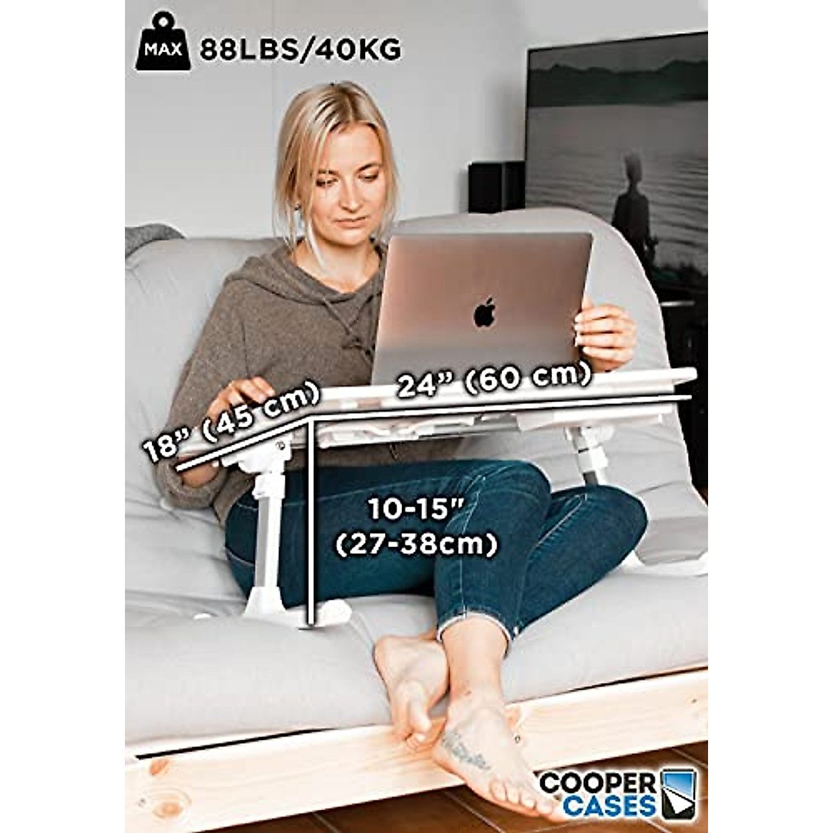 Cooper Desk PRO Adjustable Laptop Table, Bed Desk for Laptop, Desk for Bed, Lap Desk for Laptop, Adjustable Lap Desk for Bed, Portable Desk, Laptop Stand for Bed Floor Desk