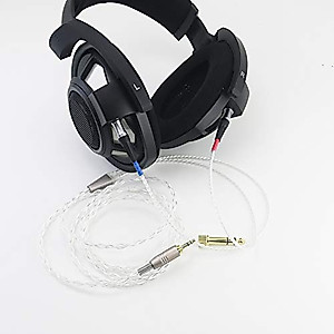 NewFantasia Silver Plated Replacement Audio Upgrade Cable Compatible with Sennheiser HD800S, HD820, HD800 Headphones with 3.5mm 1/8" Male and 6.3mm 1/4" Adapter 6.7ft