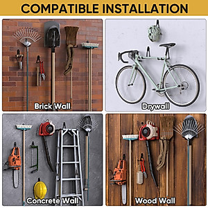 TICONN 12 Pack Heavy Duty Garage Hooks, Steel Utility Wall Storage Hooks, Wall Mount Hanger Organizer for Ladders, Bikes, Tools, Bulky Items (Black)