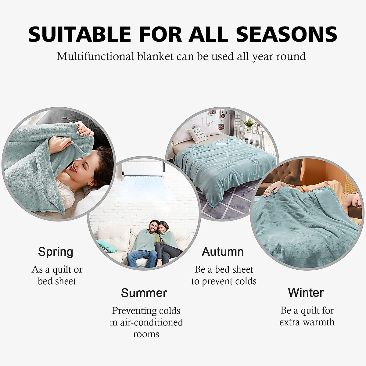 EIUE Fleece Blanket,Soft Throw Blankets for Couches and Sofa,Lightweight Twin Size Blankets for Bed(Grey,60x80 inches)