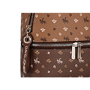 David Jones Paris Women Fashion Work Travel Front Pocket Backpack (Cognac)