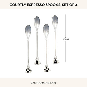 MACKENZIE-CHILDS Espresso Spoon Set, Cute Coffee Spoons and Teaspoons, Set of 4, Black-and-White Courtly