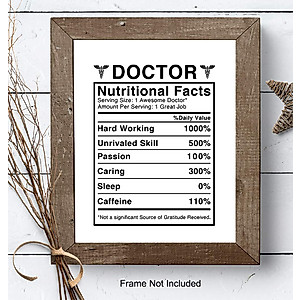 Doctor Nutritional Facts Wall Art - Funny 8x10 Room Decor, Home Decoration for Medical Clinic or Office - Unique Gift for Dr, Physician, Med Student - Unframed Poster Picture Sign Print