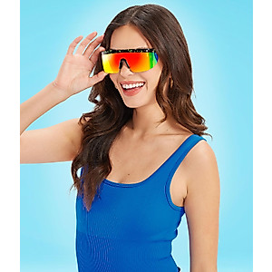 Tipsy Elves Black Neon Hundo P. Sport Style Reflective Sunglasses