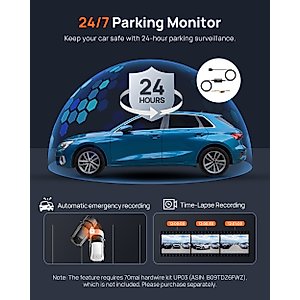 70mai 2.7K UHD Dash Cam Front and Rear A500S, Dual Dash Camera for Cars, Dashcam with APP, Sony IMX335, ADAS, Built-in WiFi GPS, 2'' IPS Screen, WDR, Night Vision, 24/7 Parking Mode, Loop Recording