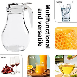 6 Oz. (Ounce) Glass Bulb Jar Syrup Dispenser, Sugar Dispenser, Retracting Spout, Dispensing Thumb-Lever, Pancake House Style (2)