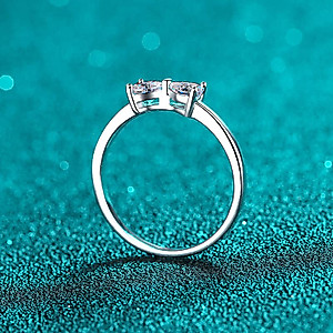 yoalincy 0.6 Carat Moissanite Wedding Ring for Women Fashion 925 Silver Bow Tie Ring Heart Moissanite Bowknot Anniversary Wedding Engagement Ring White Gold Plated Eternity Rings for Women Girl