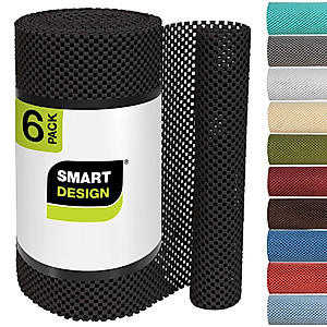 Smart Design Premium Grip Shelf Liner - 18 Inch x 48 Feet (Set of 6 Rolls Total) - Non Adhesive, Strong Grip Bottom, Easy Clean Kitchen Drawer, Cabinet, Cupboard Dresser Cover, Non Slip - White