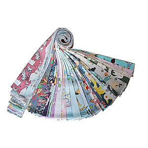 longshine-us 25PCS Jelly Roll Fabric, Roll Up Cotton Fabric Quilting Strips, 2.5inch x 45inch, Jelly Roll Fabric Strips for Quilting, Patchwork Craft Cotton Quilting Fabric