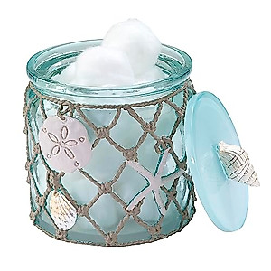 Avanti Linens - Covered Jar, Resin Countertop Organizer, Beach Inspired Bathroom Accessories (Seaglass Collection)