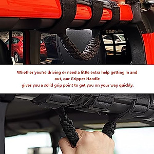 Kewucn 2 Pack Car Roll Bar Grab Handles Grip Handle with 3 Straps, Easy to Install and Durable Grab Handle Set, Compatible with 1987-2023 Wrangler YJ TJ JK JKU JL JLU & Gladiator JT (Black)