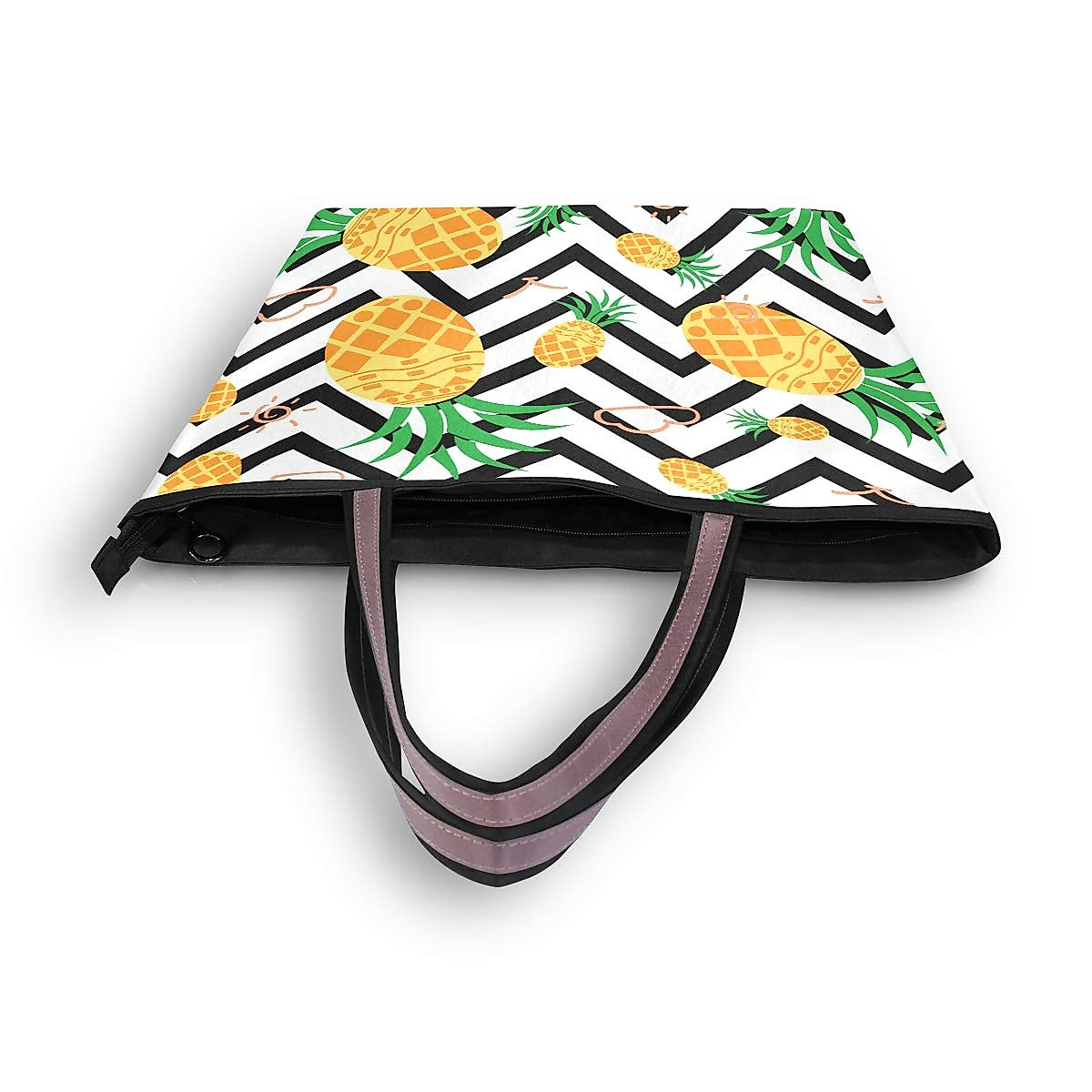 Pineapple Chevron Summer Tropical Large Tote Bags Women Summer Handbags with Zipper Shopper Bag for Mother Day Christmas Gifts for Mom