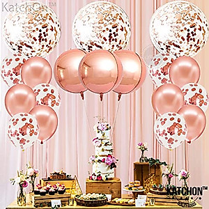 Giant, Rose Gold Balloons Set - Pack of 21, Rose Gold Confetti Balloons | Rose Gold Foil Balloon for Rose Gold Party Decorations | Rose Gold Mylar Balloons, Birthday, Baby Shower, Bachelorette Party