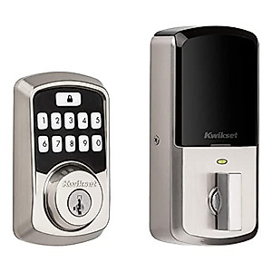 Kwikset 99420-001 Aura Bluetooth Programmable Keypad Door Lock Deadbolt Featuring SmartKey Security, Satin Nickel