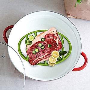 Silicone Roasting Rack for Baking Canning Cooking Steaming, Crock Pot Pressure Cooking Rack for 6 Qt 8-Quart Slow Cookers, Oval-Green-2Set