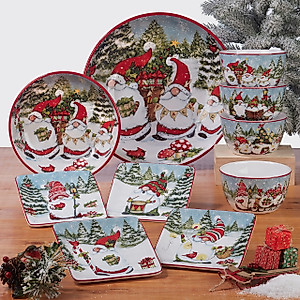 Certified International Christmas Gnomes 9" Salad/Dessert Plates, Assorted Designs, Multicolor, Medium, Set of 4